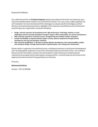 Muhammad Sarfaraz Cover letter | DOCX