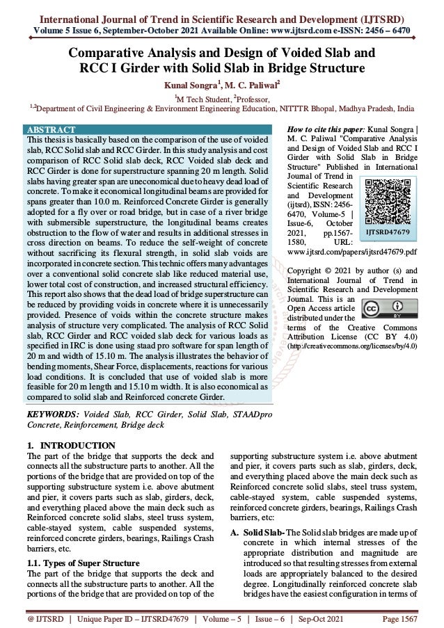 Comparative Analysis and Design of Voided Slab and RCC I Girder with Solid Slab in Bridge ...