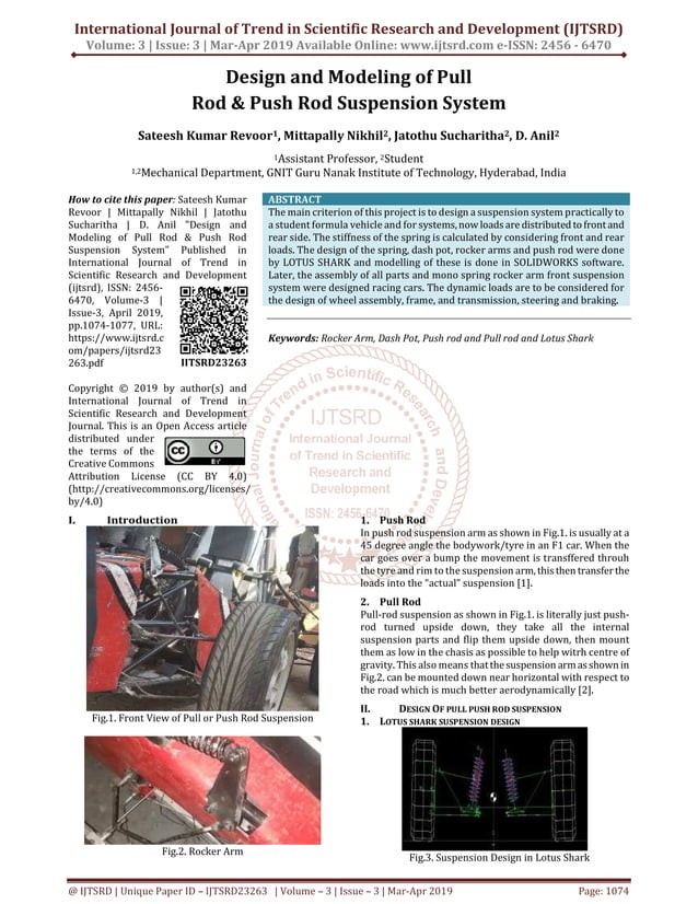 Design and Modeling of Pull Rod and Push Rod Suspension System | PDF