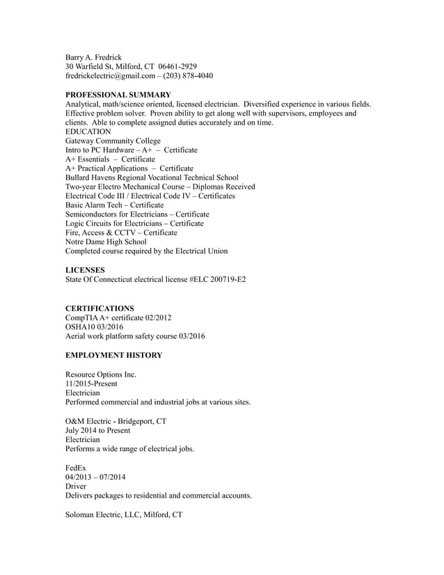 Resume_Barry A. Fredrick Revision 15 | RTF | Careers