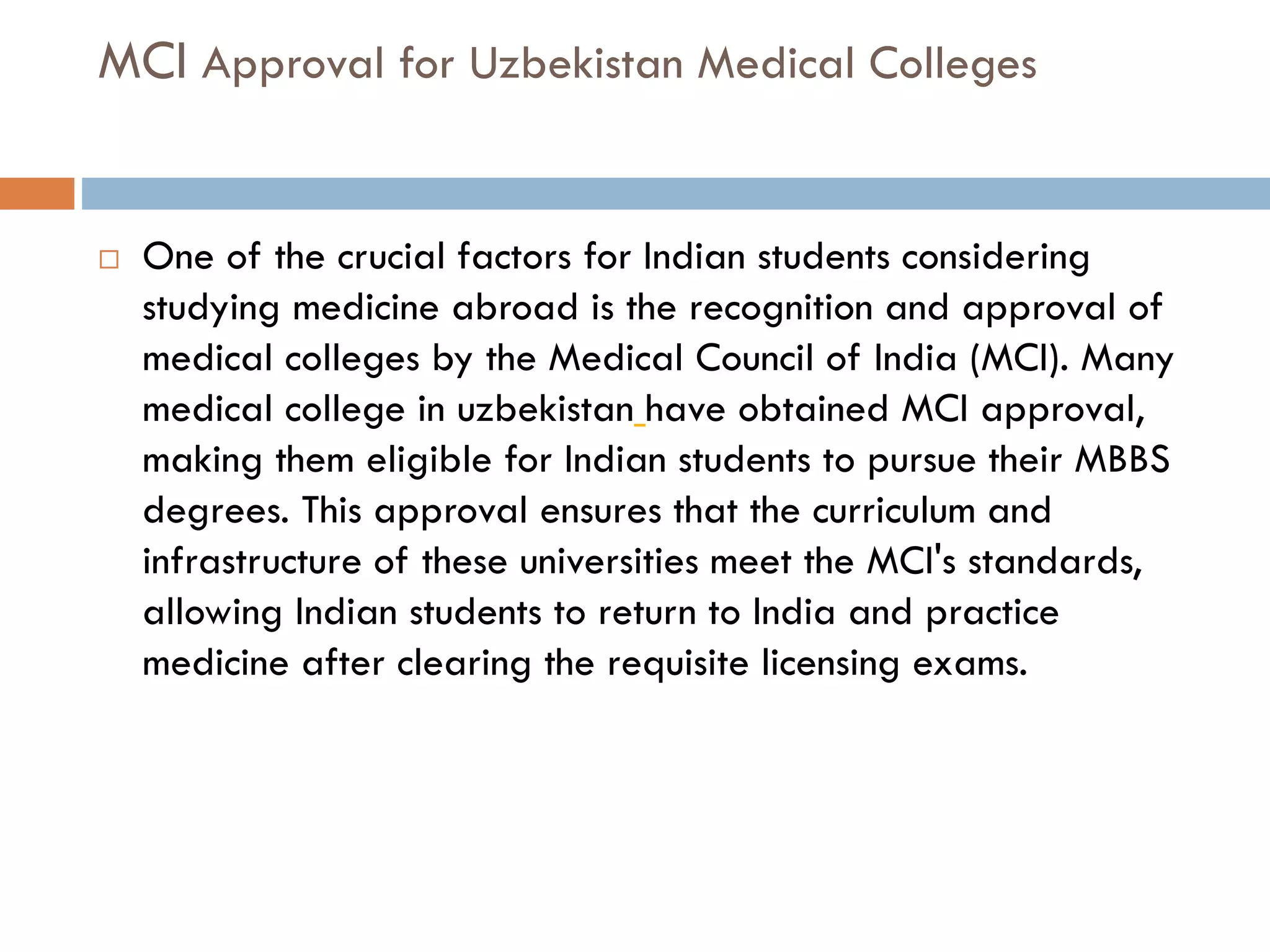 MCI approved medical college in uzbekistan | PDF