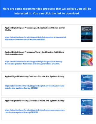 Applied Signal And Image Processing Multidisciplinary Advancements Rami ...