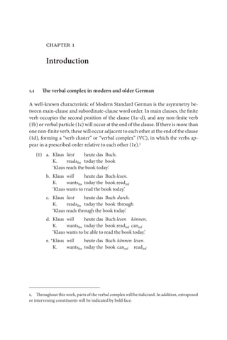 The Verbal Complex In Subordinate Clauses From Medieval To Modern ...