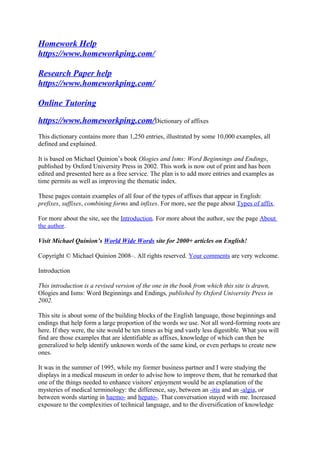 Dictionary of affixes: Learn word roots and origins | PDF