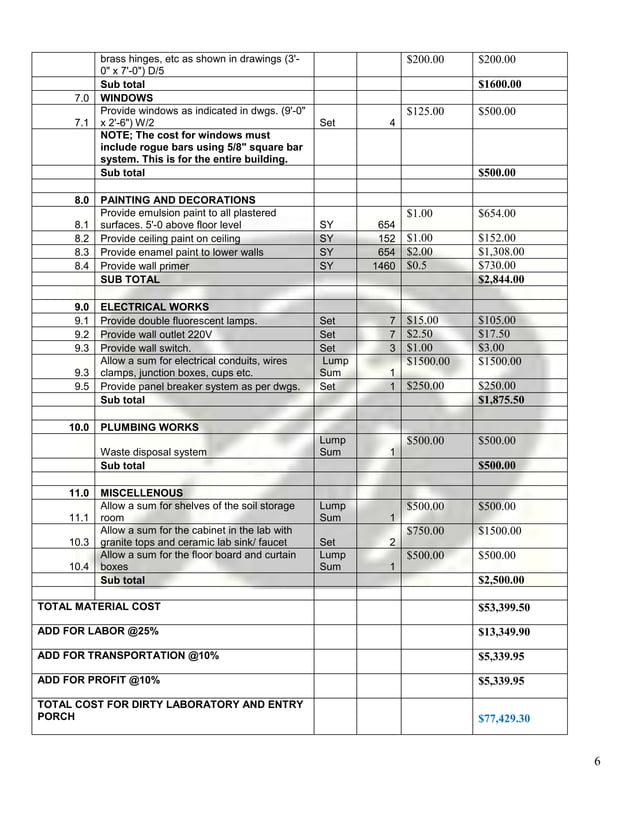 Bill Of Quantities | DOCX