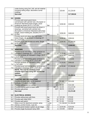Bill Of Quantities | DOCX