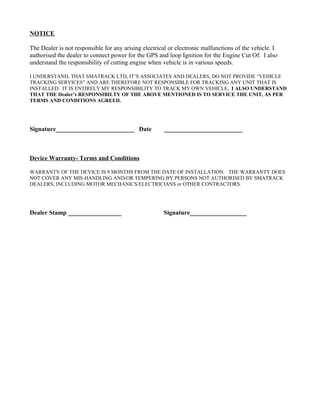 Smart track certificate of installation | DOC