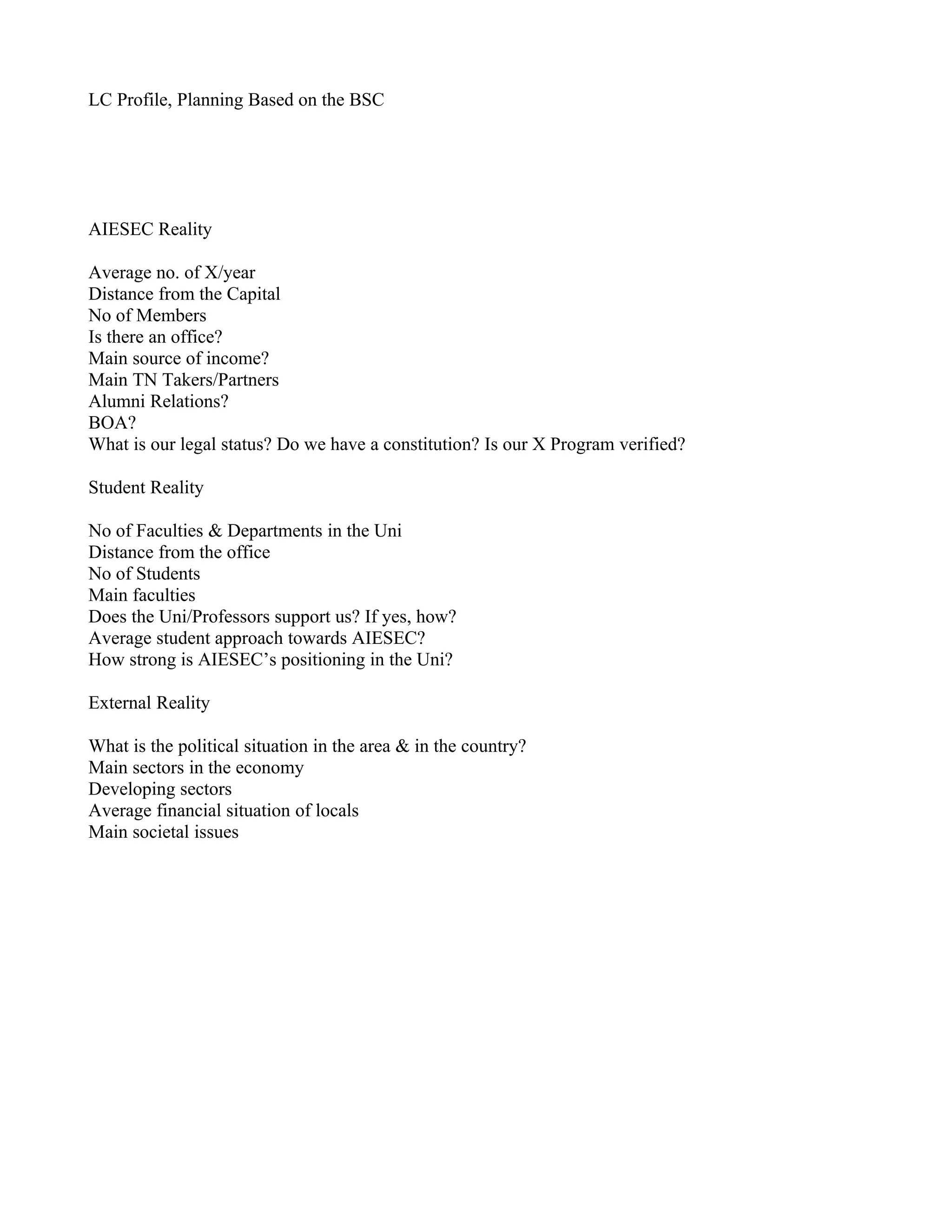 LC Profile Based on Balanced Scorecard | DOC