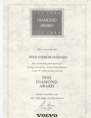 Volvo VCI Diamond Cert | PDF