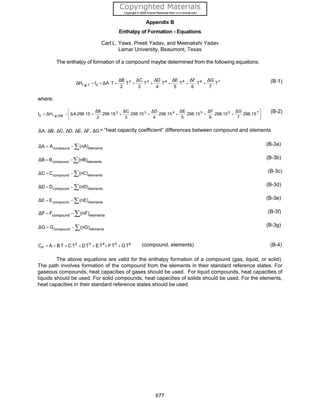 Yaws Handbook Of Thermodynamic Properties For Hydrocarbons And ...