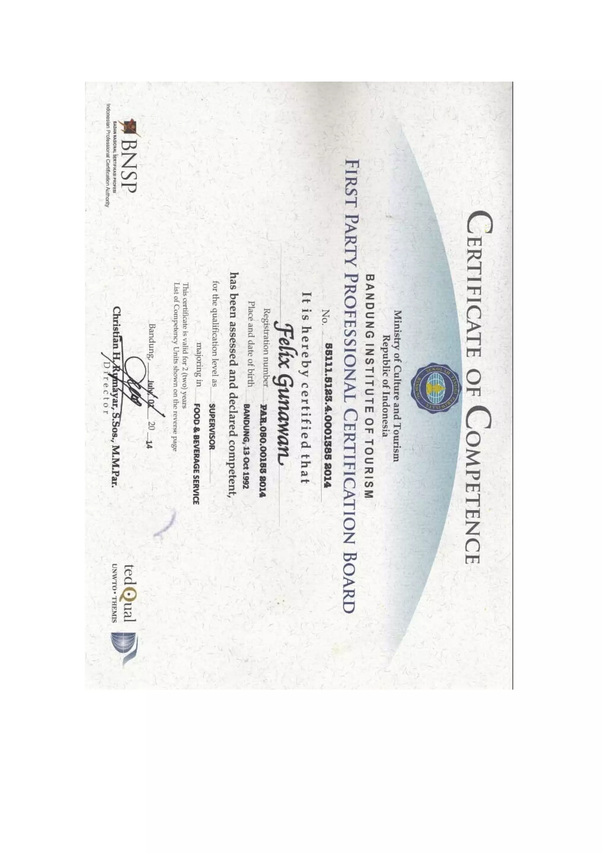 CV Felix Gunawan & APPLICATION LETTER | PDF