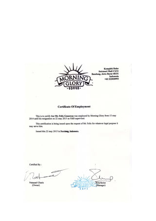 CV Felix Gunawan & APPLICATION LETTER | DOC