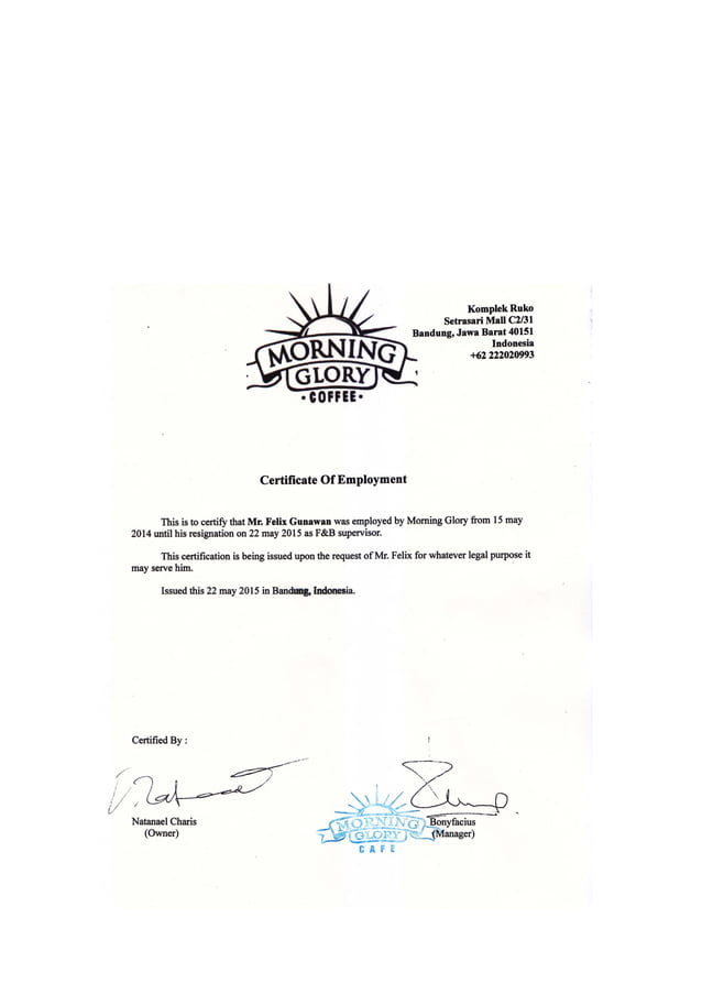 CV Felix Gunawan & APPLICATION LETTER | PDF