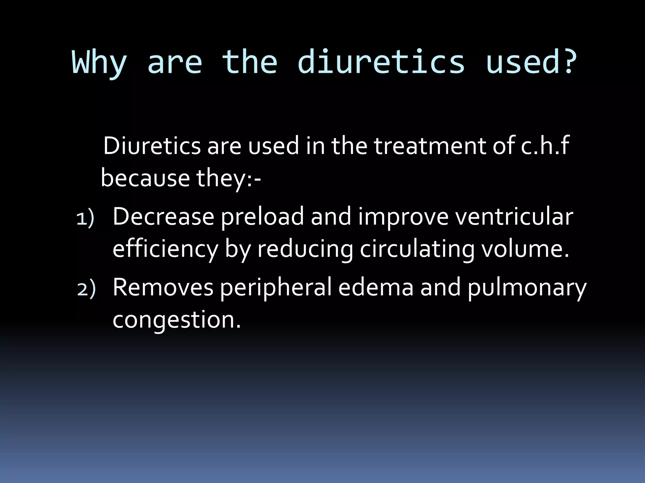 role of diuretics in the management of congestive heart failure | PPTX