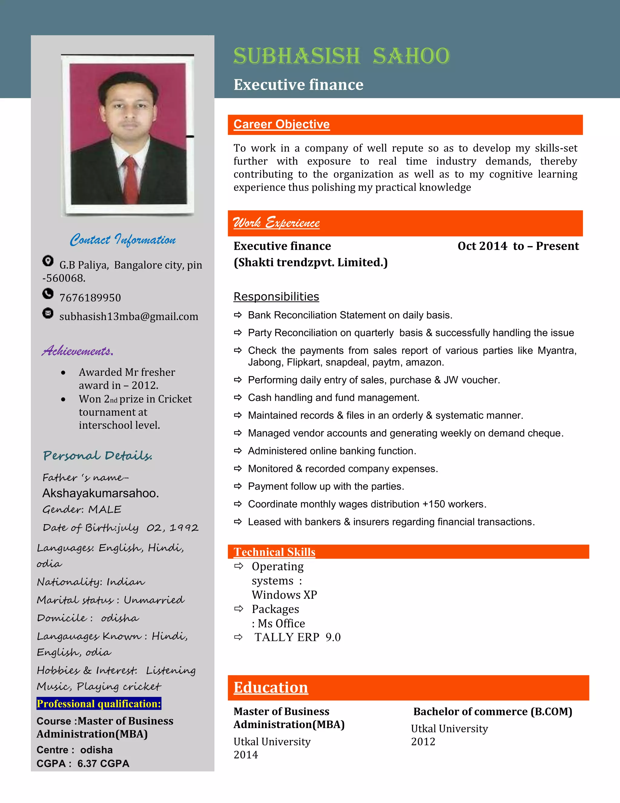 subhasish sahoo CV | PDF