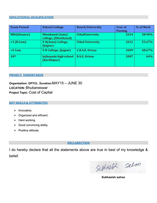 subhasish sahoo CV | PDF