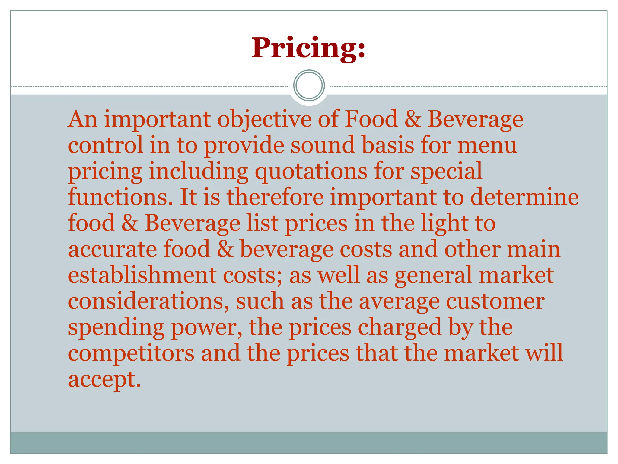 Food Cost Control in restaurant and hotels | PPT