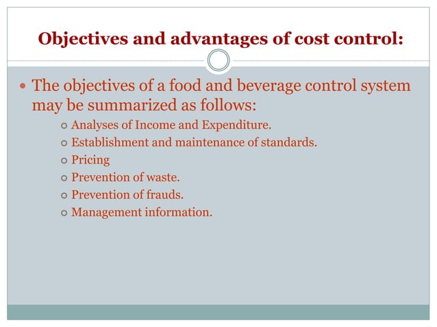 Food Cost Control in restaurant and hotels | PPT