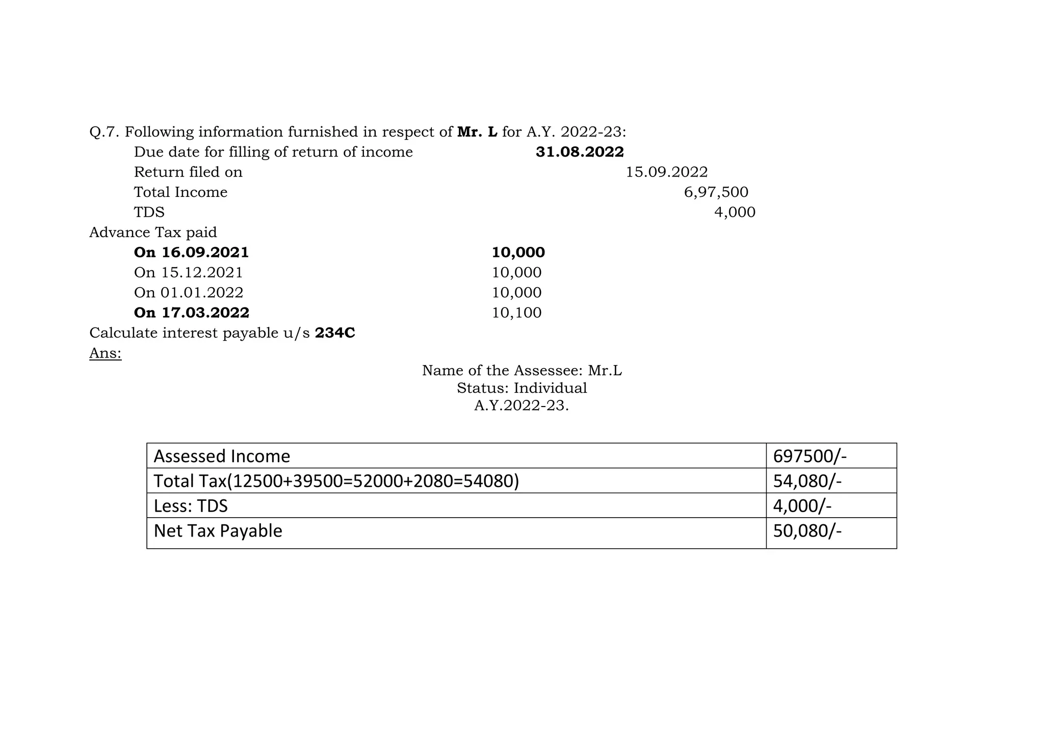 234 A , B C .pdf income tax calculation | PDF
