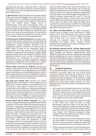 A Survey Paper on Leakage Power and Delay in CMOS Circuits | PDF