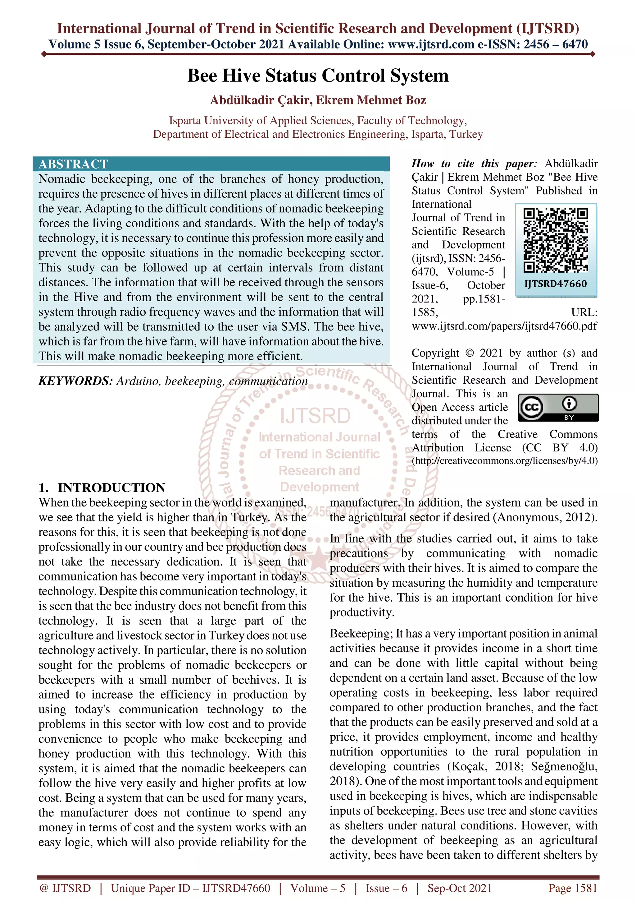 Bee Hive Status Control System | PDF | Agriculture | Industries