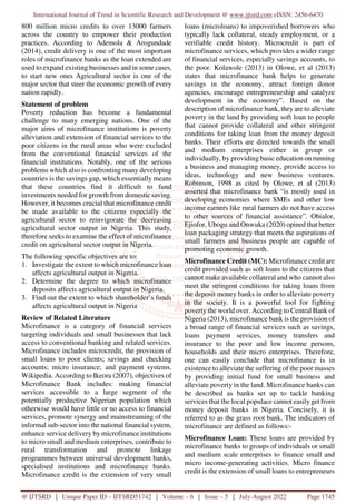 Microfinance Credit and Agricultural Sector Output in Nigeria | PDF | Agriculture | Industries