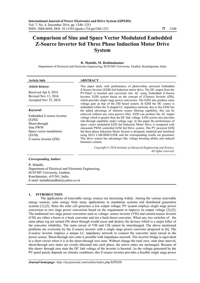 Comparison of Sine and Space Vector Modulated Embedded Z-Source Inverter fed Three Phase ...
