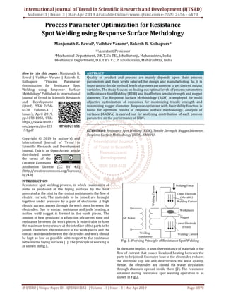 Process Parameter Optimization for Resistance Spot Welding using Response Surface Methdology | PDF