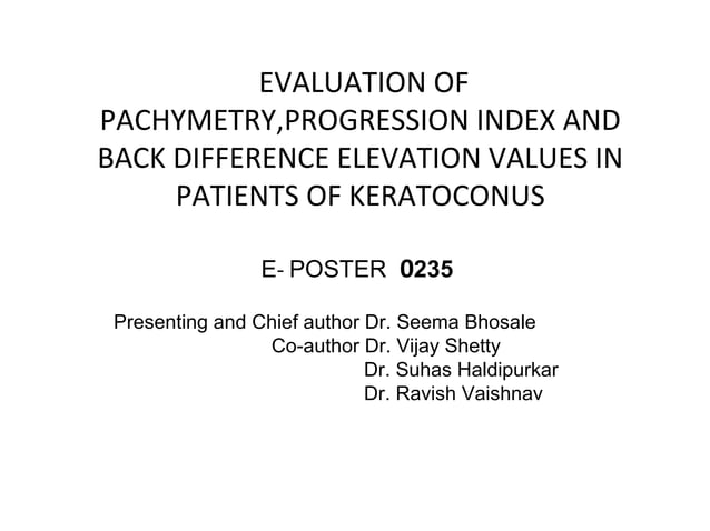 Evaluation Of Pachymetry,Progression Index And Back Difference ...