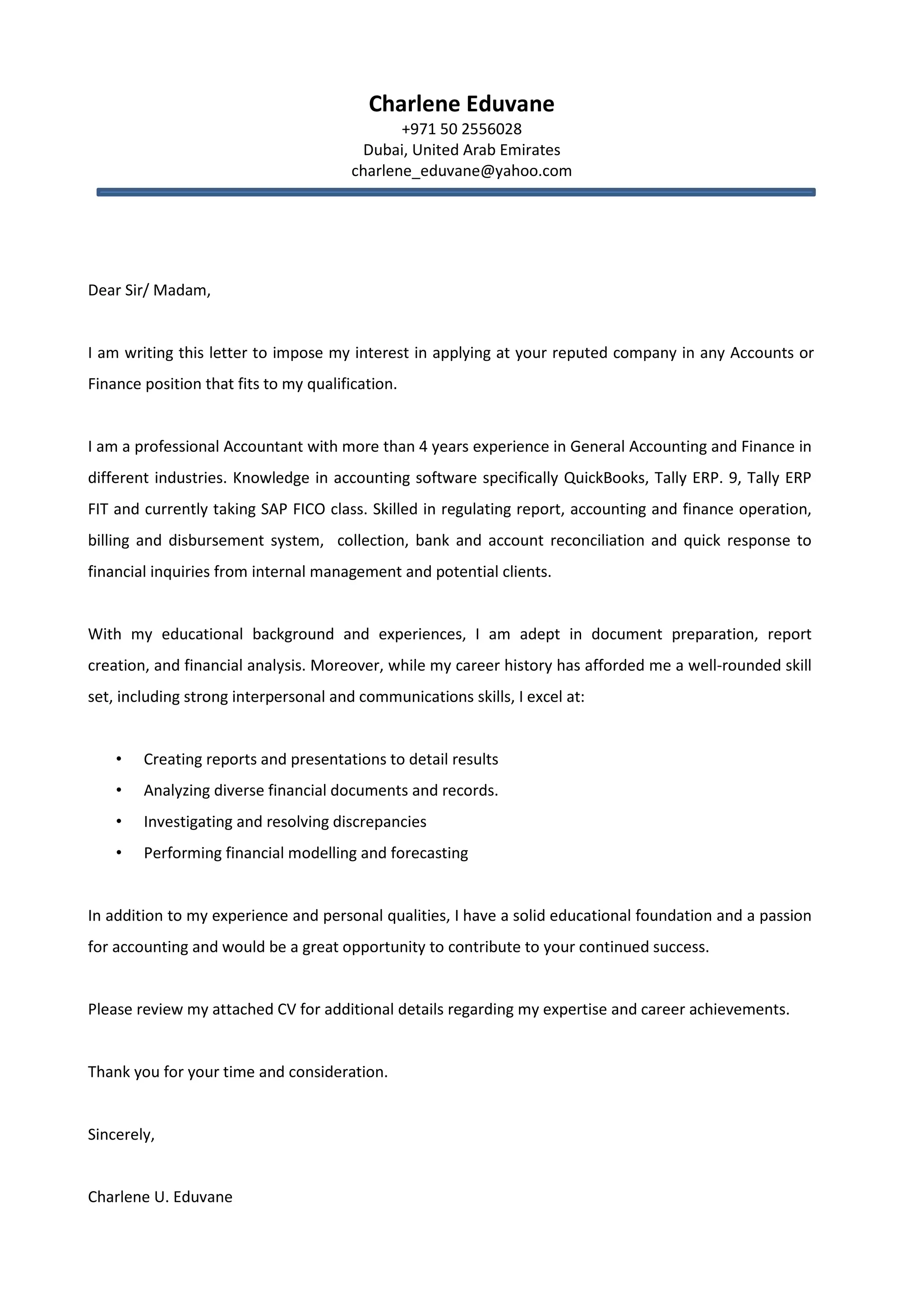 cha - cover letter | PDF