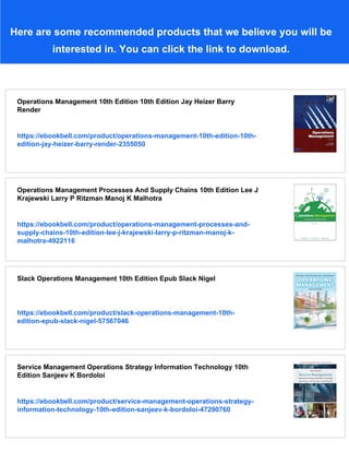 Operations Management 10th Edition 10th Edition Nigel Slack | PDF