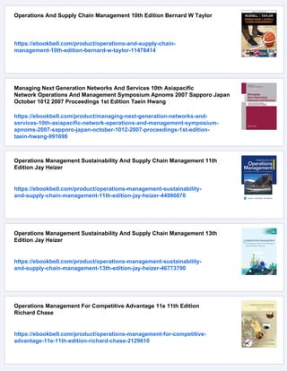 Operations Management 10th Edition 10th Edition Nigel Slack | PDF