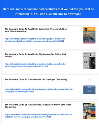 The Musicians Guide To Aural Skills Eartraining 3rd Edition Joel ...