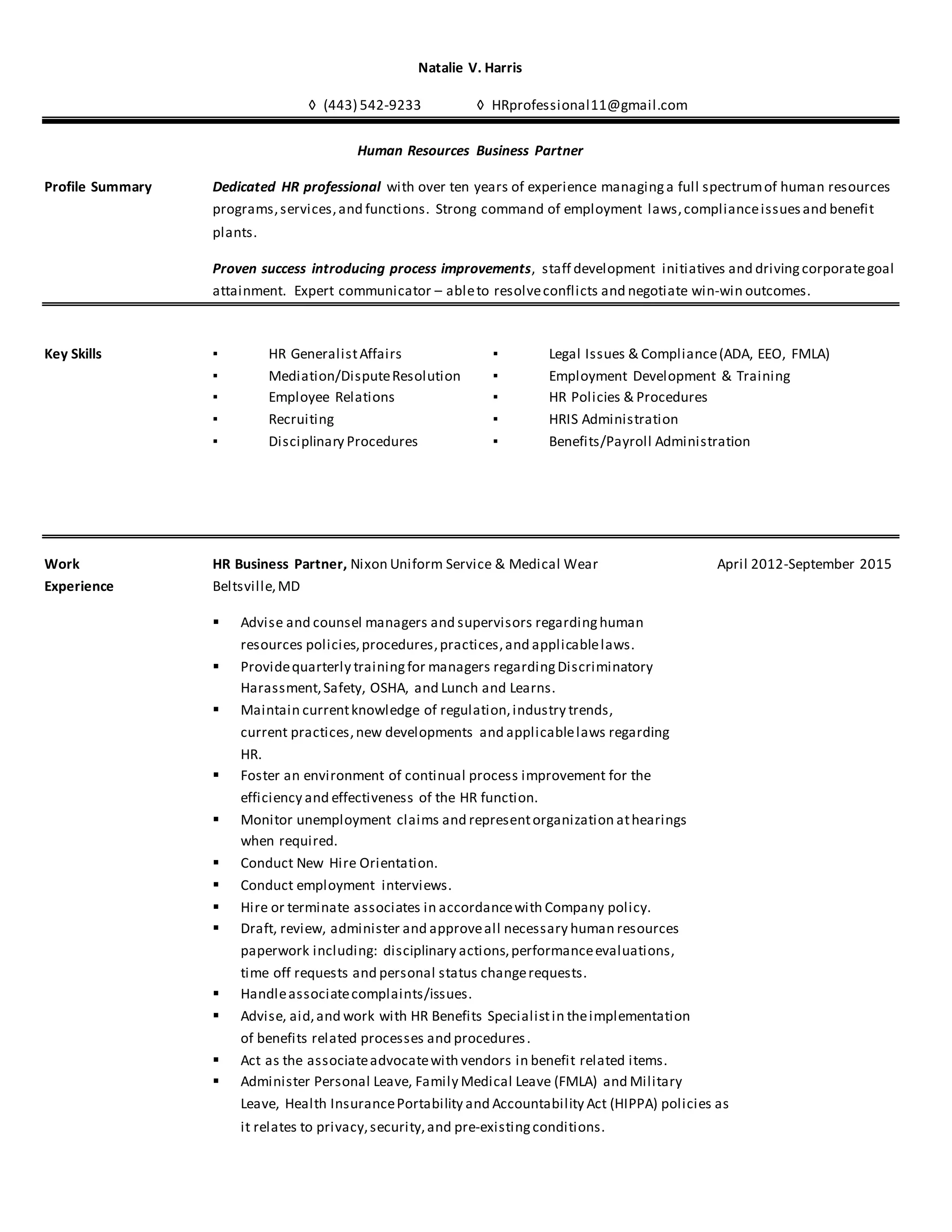 NVH Resume for LinkedIn | DOCX