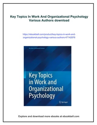 Key Topics In Work And Organizational Psychology Various Authors | PDF