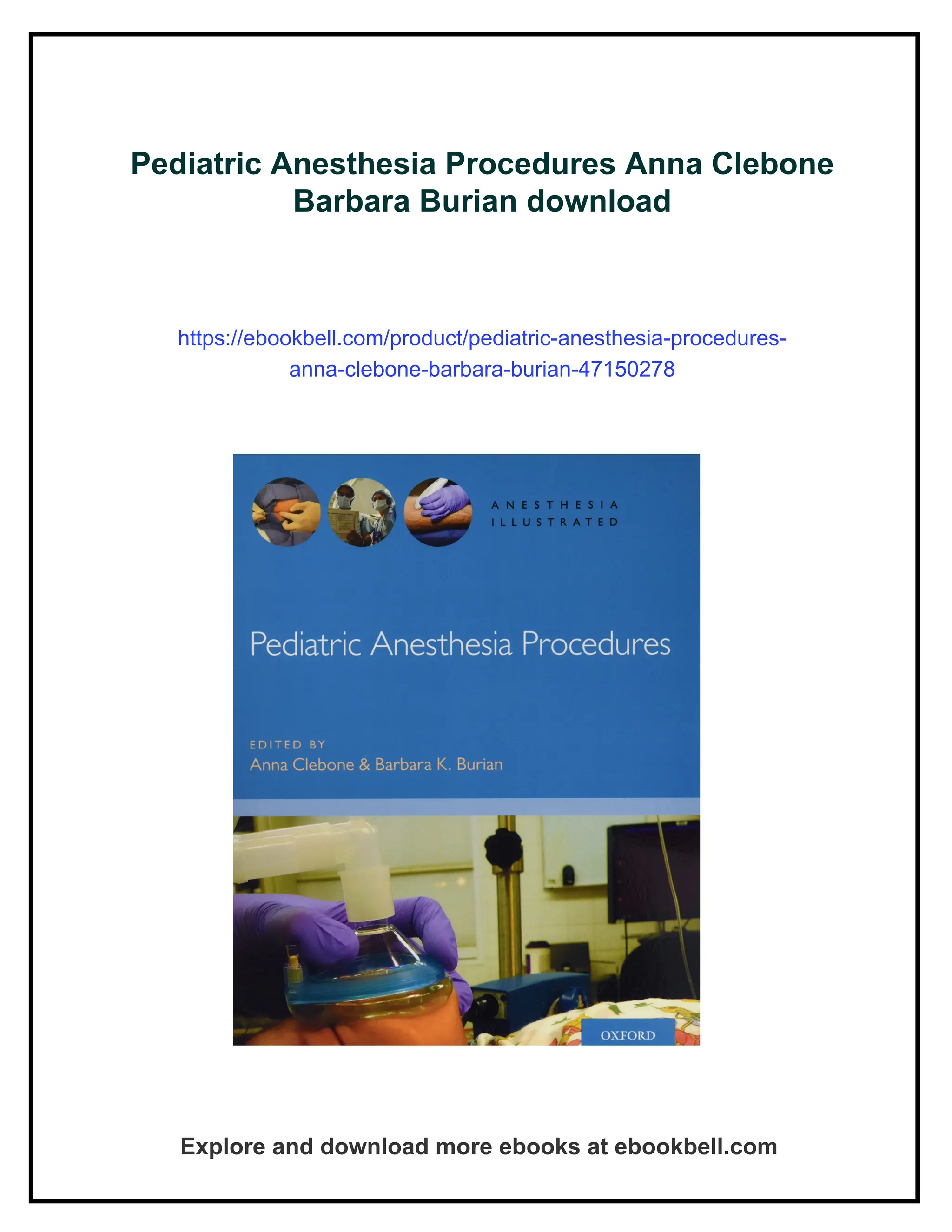 Pediatric Anesthesia Procedures Anna Clebone Barbara Burian | PDF