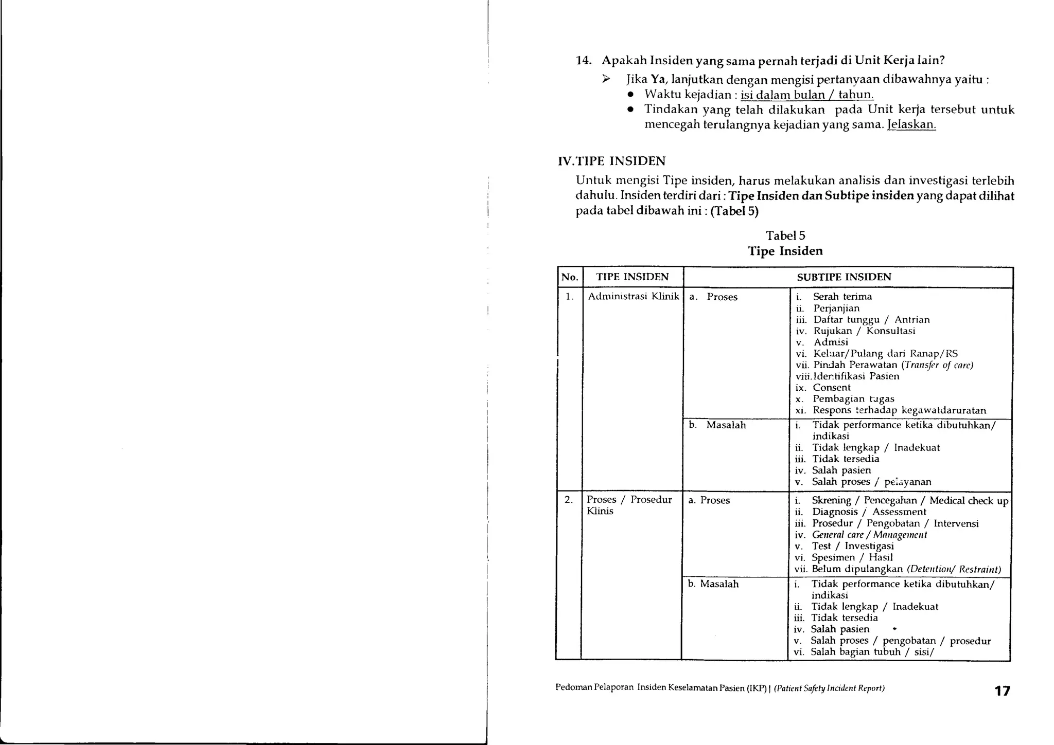 Pedoman Pelaporan Insiden Keselamatan Pasien (IKP) (Patient Safety ...
