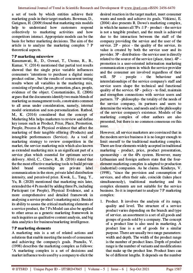 7 P Marketing Mix Literature Review | PDF