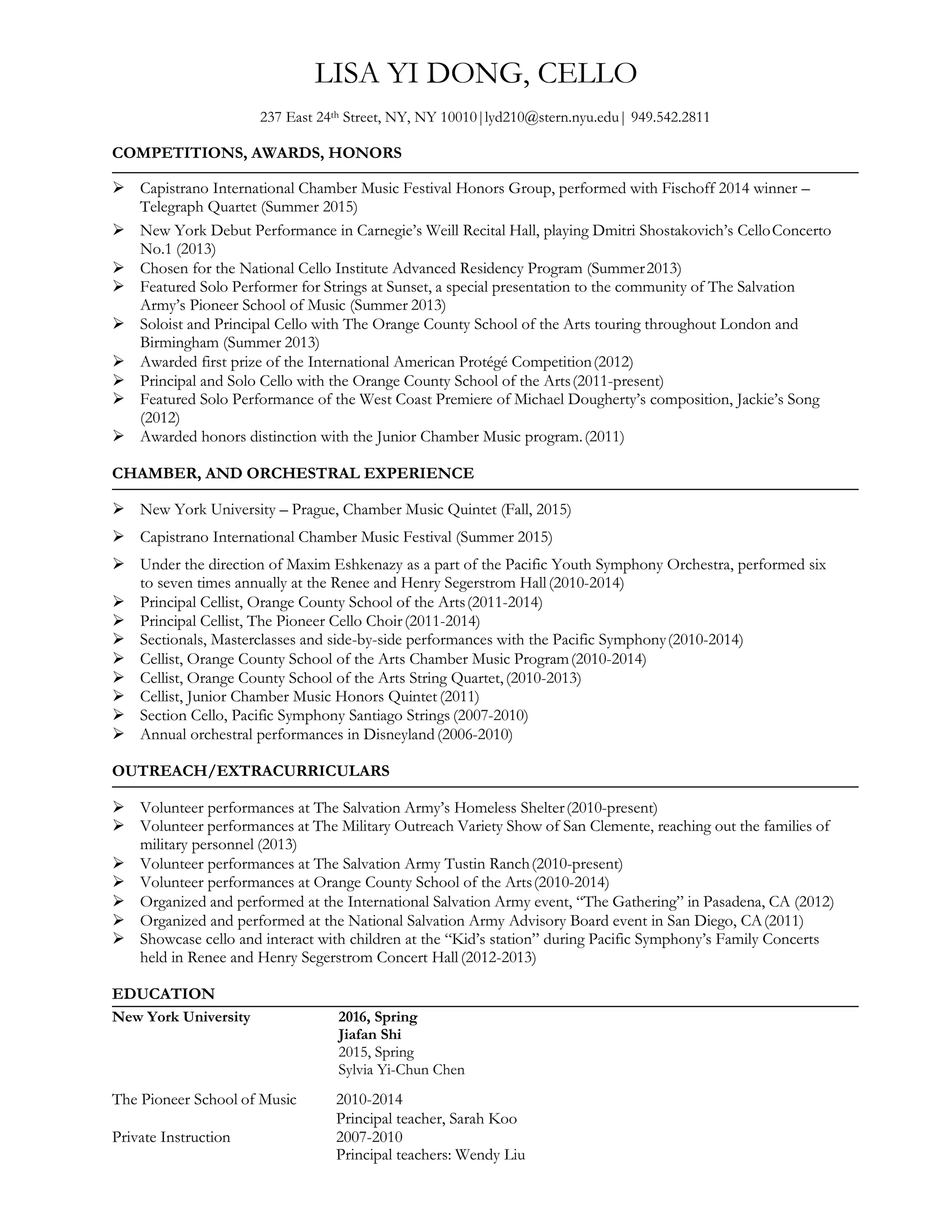 [Lisa Dong] - Music Resume | PDF