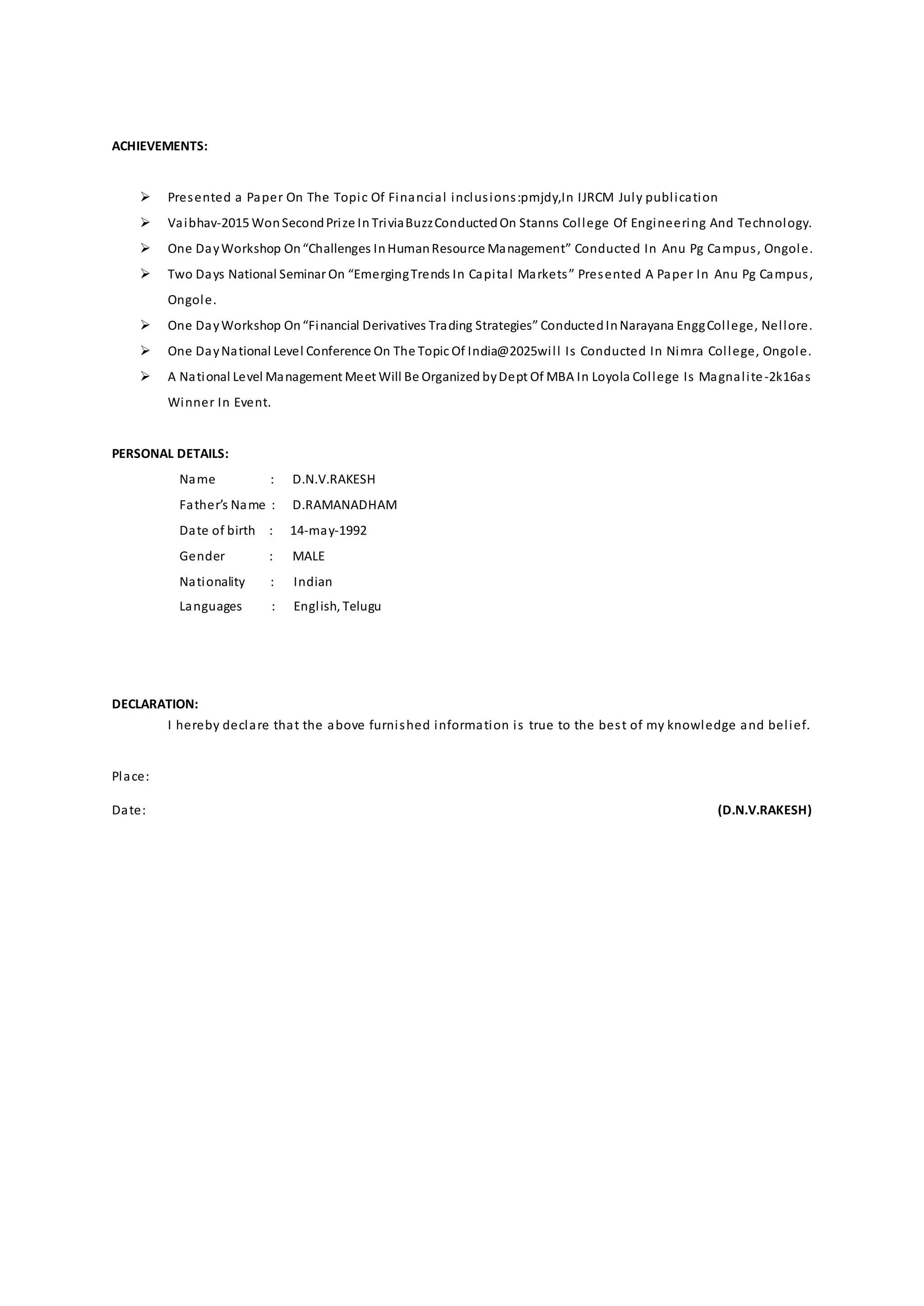 rakesh resume | PDF