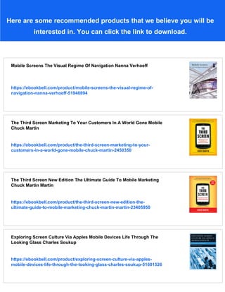 Mobile Screens The Visual Regime Of Navigation Nanna Verhoeff | PDF