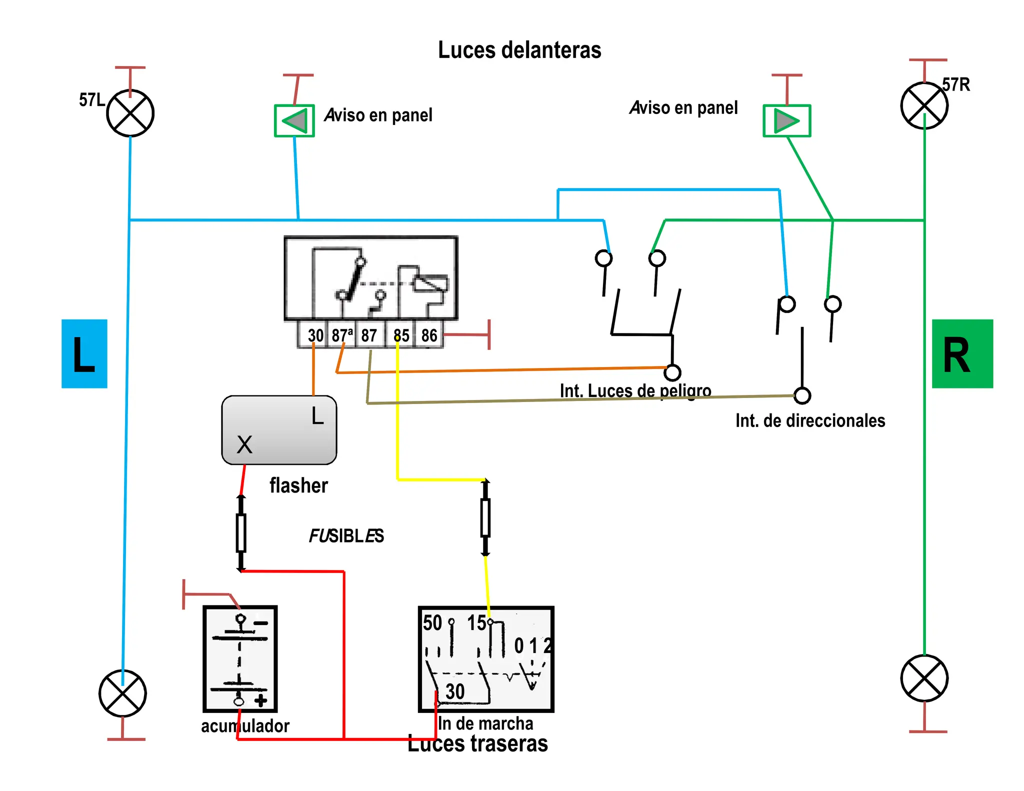Esquema-de-Luces. Diagrama eléctrico, sistema de alumbrado del vehículo | PDF