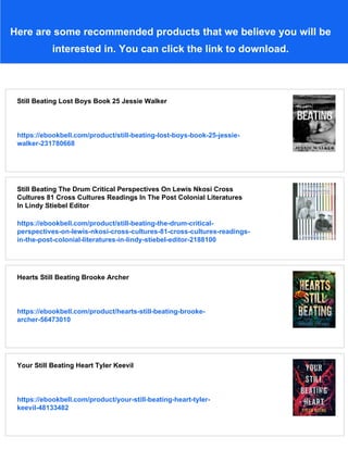 Still Beating Lost Boys Book 25 Jessie Walker | PDF