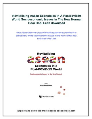 Revitalising Asean Economies In A Postcovid19 World Socioeconomic ...