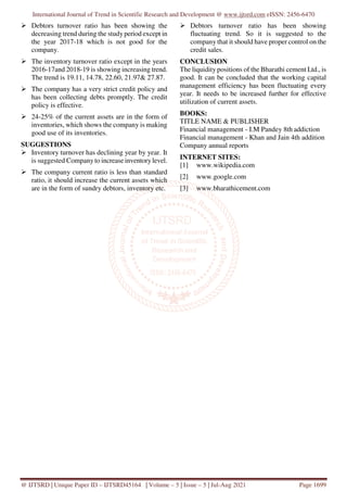 A Study on Working Capital Management of Bharathi Cement Corporation ...