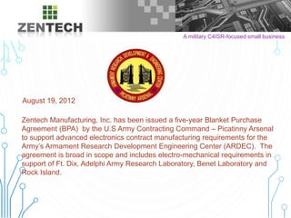 Zentech Manufacturing Capabilities | PDF