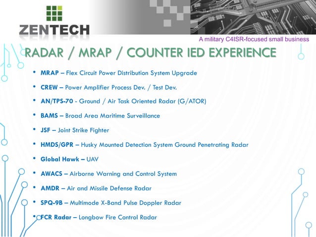 Zentech Manufacturing Capabilities | PPT