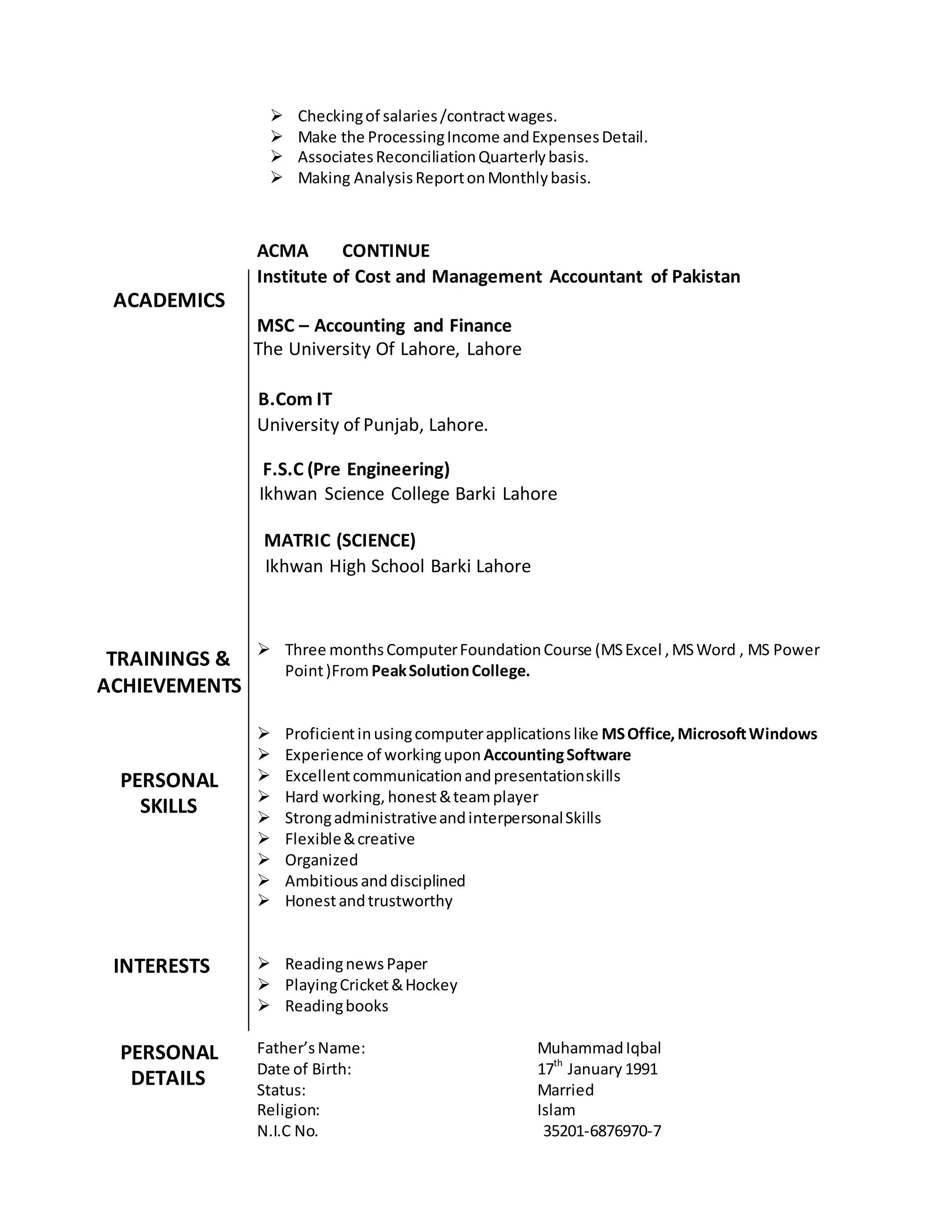 CV Usman Iqbal | PDF CV Usman Iqbal | PDF