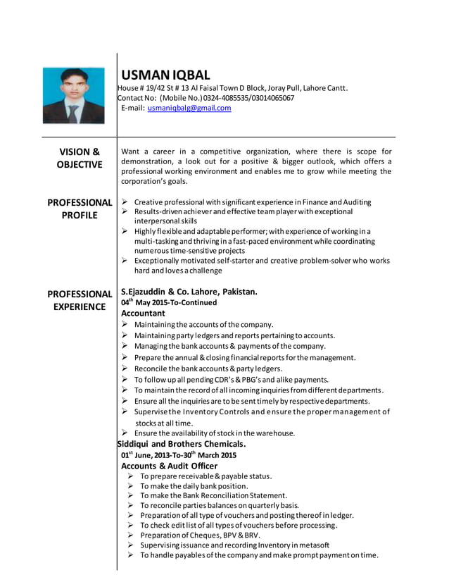 CV Usman Iqbal | DOCX | Business Accounting & Finance | Business