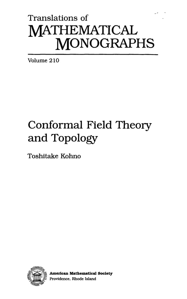 Conformal Field Theory And Topology Toshitake Kohno | PDF